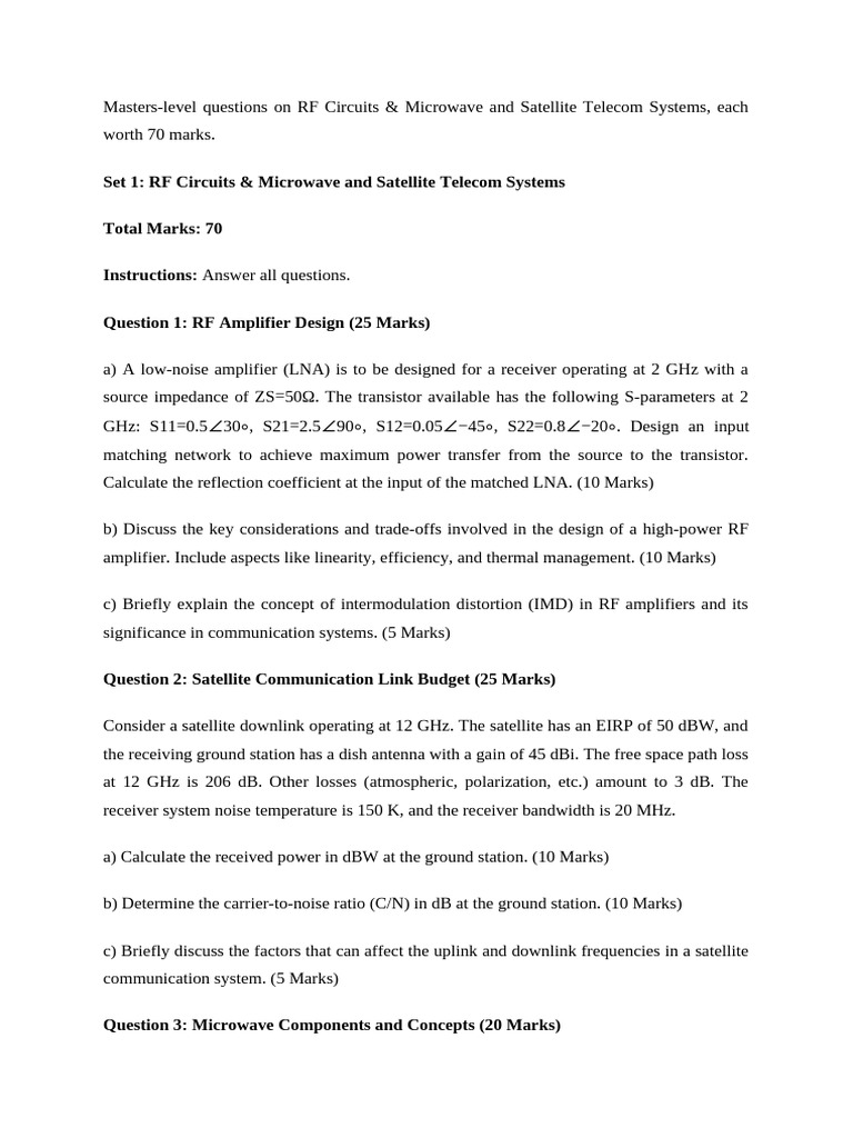 RF Circuits & Microwave and Satellite Telecom Systems | PDF ...
