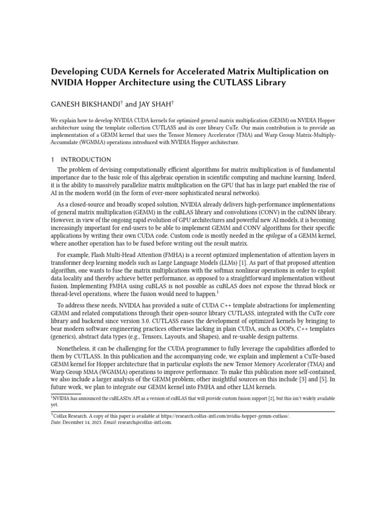 GEMM Kernel Development on NVIDIA Hopper | PDF | Computer Architecture ...