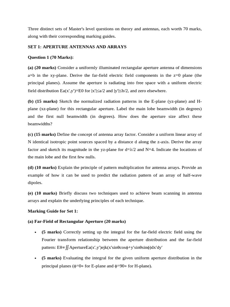 Master's Questions on Antenna Theory | PDF | Antenna (Radio ...