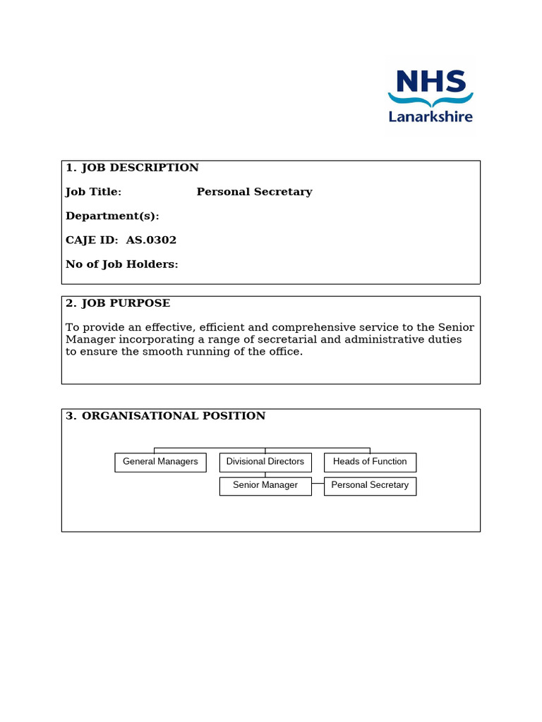 Personal Secretary Job Description | PDF | Computing