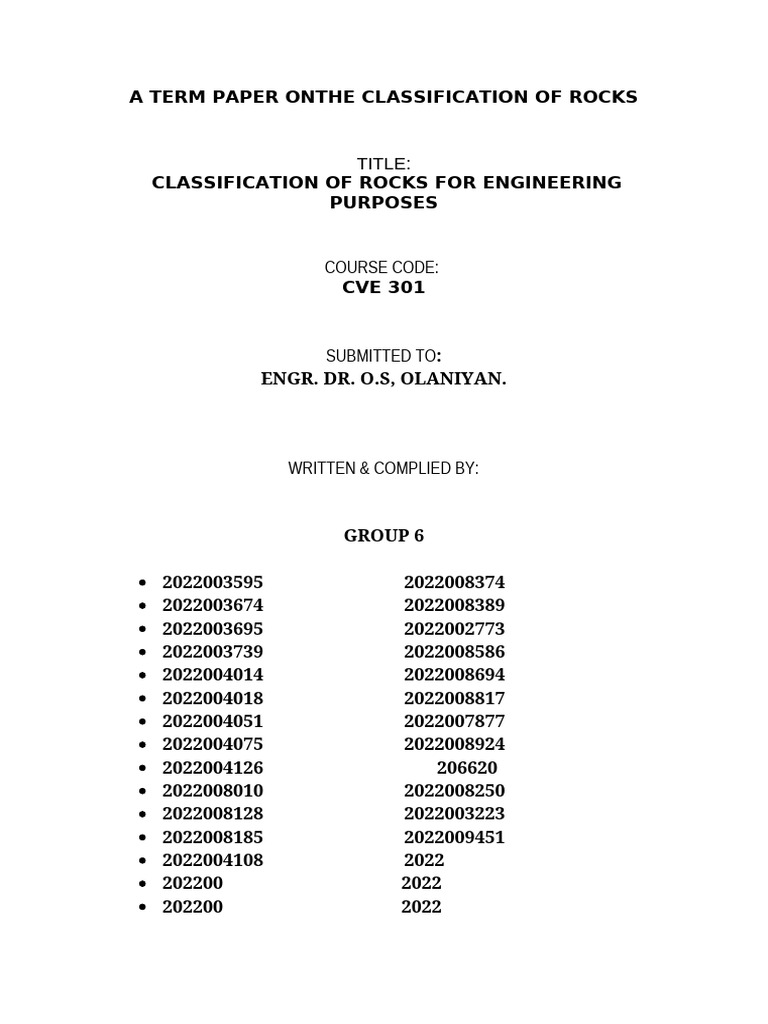 Engineering Rock Classification Guide | PDF | Rock (Geology) | Igneous Rock
