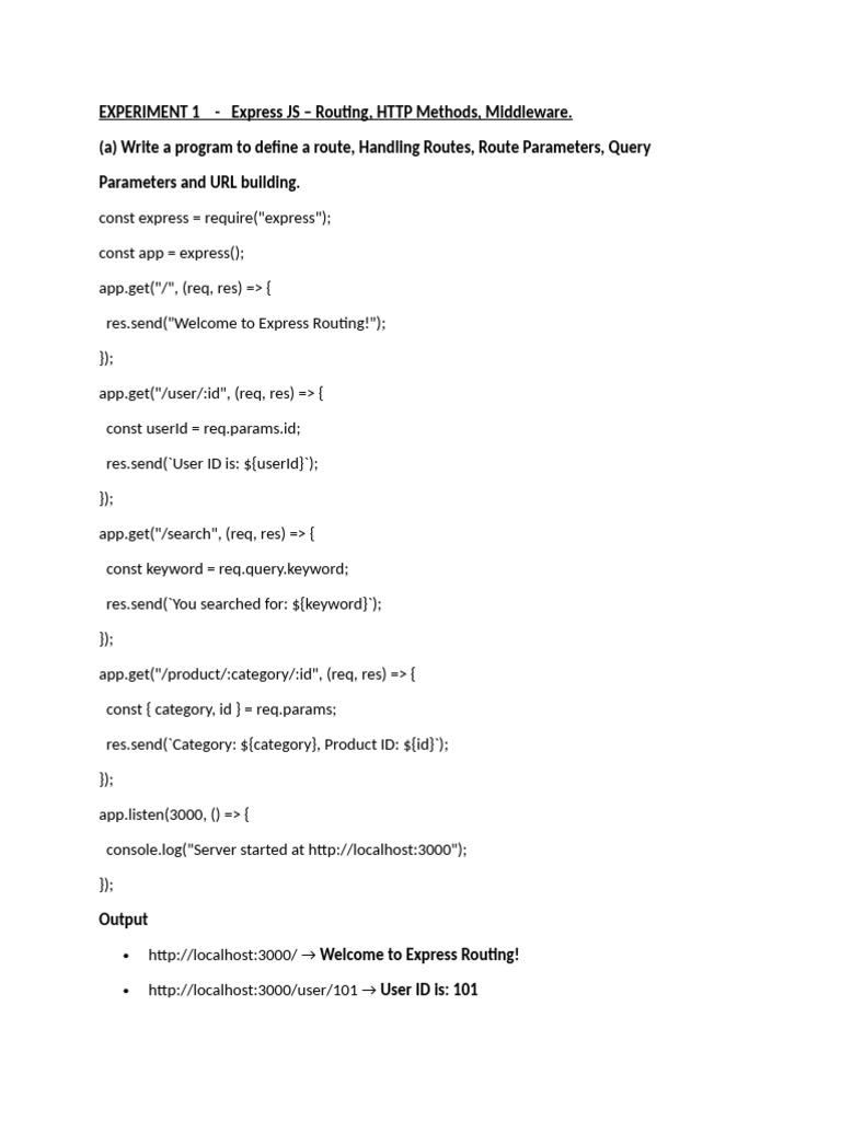 Express JS Routing and Middleware Lab | PDF | Computer Programming ...