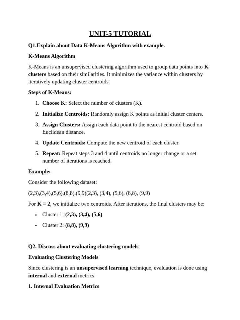 FDS UNIT-5 TUTORIAL | PDF | Cluster Analysis | Support Vector Machine