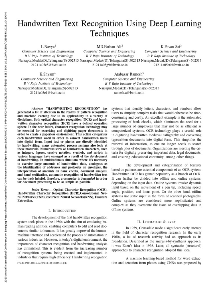 A Ramesh Handwritten Text Recognition Using Deep Learning Techniques ...
