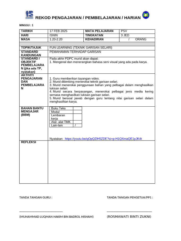 Pengajaran PSV: Teknik Garisan Selari | PDF