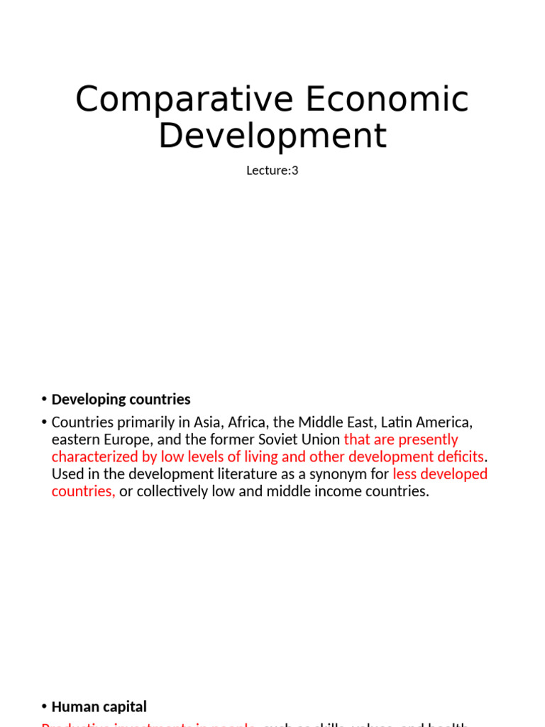 Comparative Economic Development Overview | PDF | Cost Of Living ...