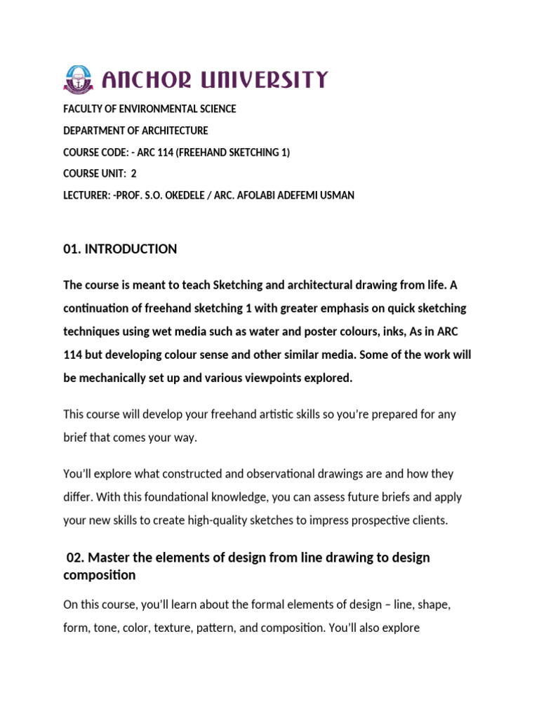 Freehand Sketching Techniques Course | PDF | Drawing | Pencil