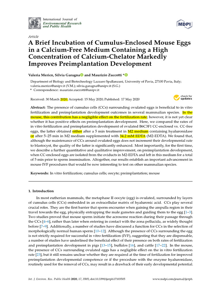 3.a Brief Incubation of Cumulus-Enclosed Mouse Eggs in A Calcium-Free ...