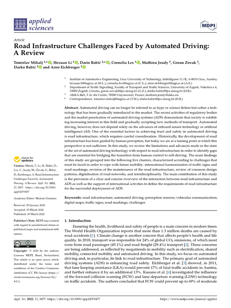 Road Infrastructure for Automated Driving | PDF | Radar | Lidar