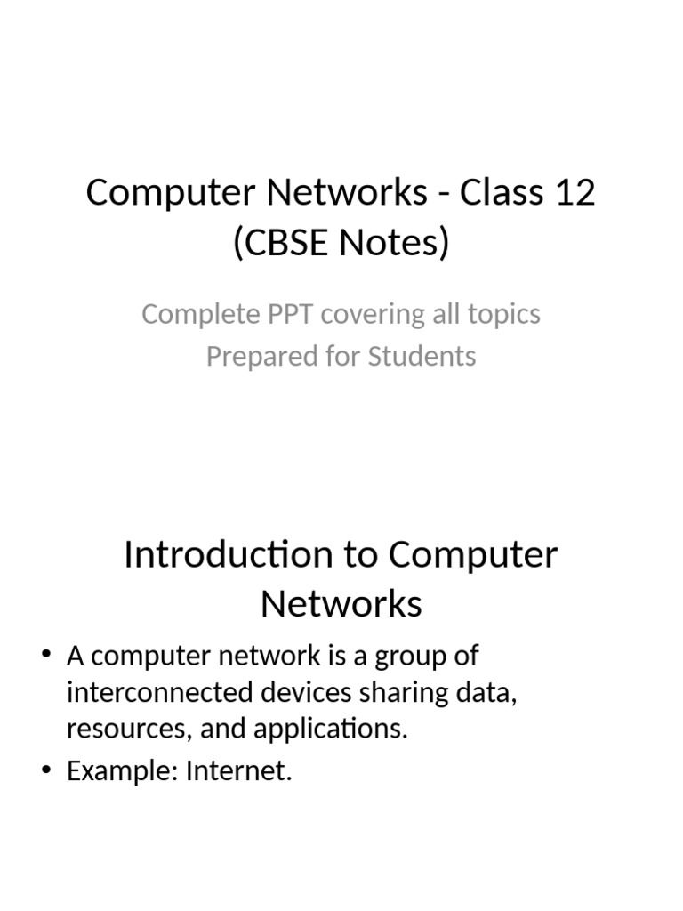 Class12 CBSE Computer Networks FULL | PDF | Computer Network | Transmission Control Protocol