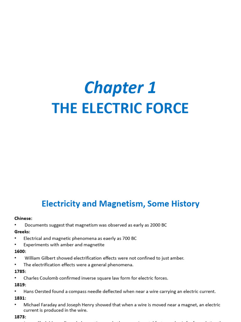 Chapter 1 Electric Force | PDF | Electric Charge | Force