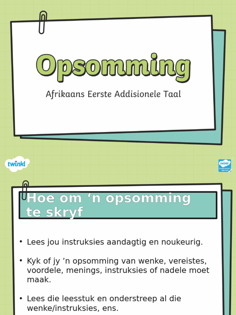 Hoe Om 'N Opsomming Te Maak | PDF