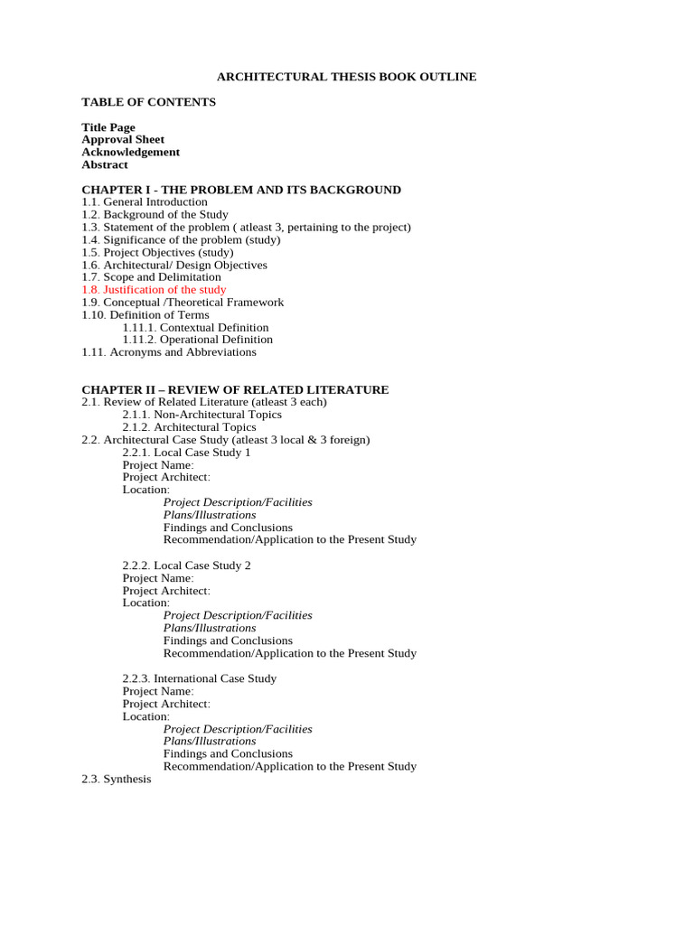 Architectural Thesis Structure Guide | PDF | Methodology | System