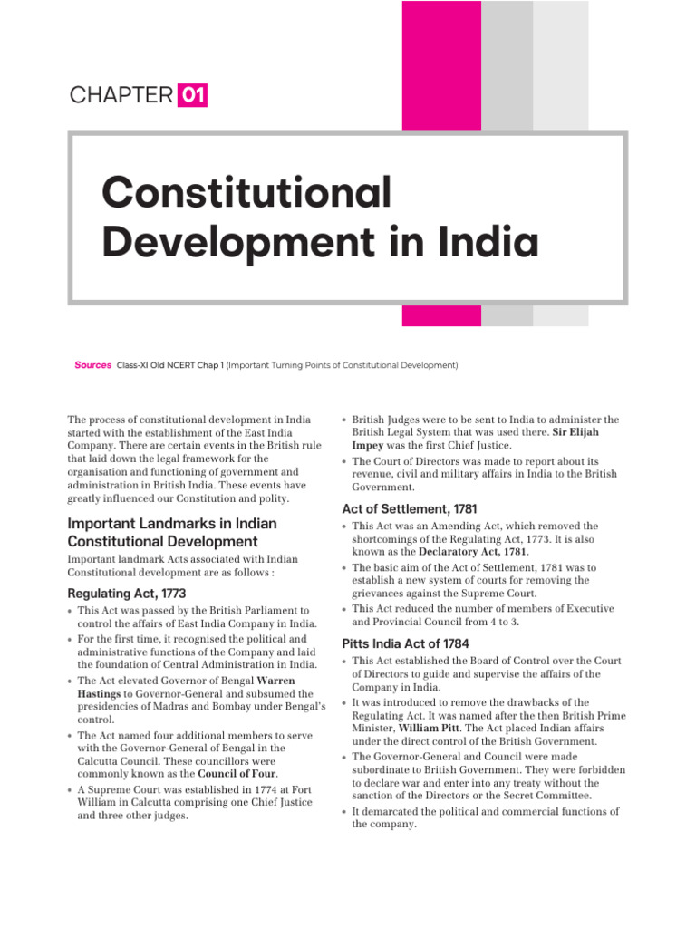 Key Acts in India's Constitutional Development | PDF | Government