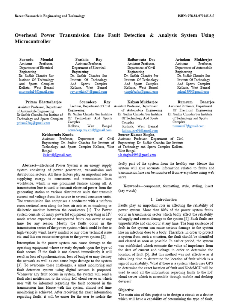Fault Detection in Power Lines Using IoT | PDF | Electric Power ...