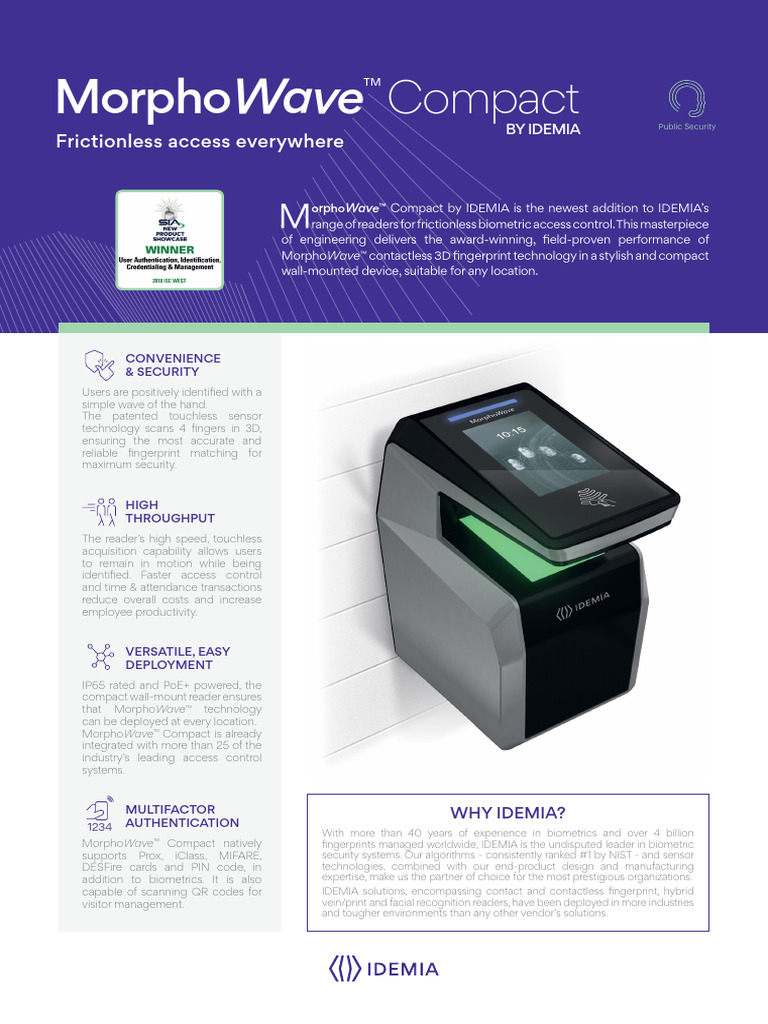 IDEMIA MorphoWave™ Compact Overview | PDF | Biometrics | Fingerprint