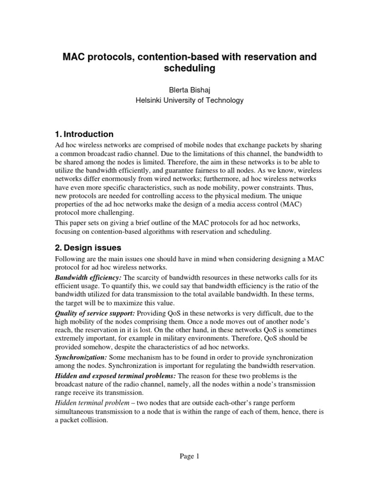 Contention Based Protocols | Wireless Ad Hoc Network | Quality Of Service