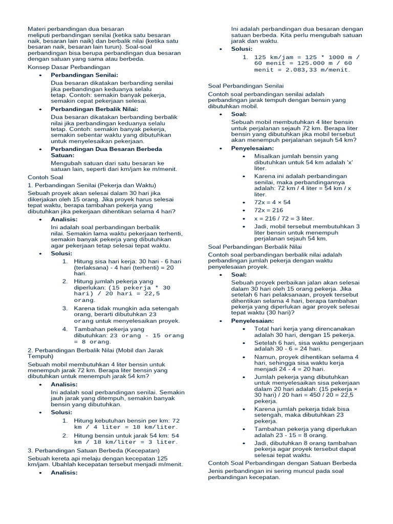 Kecepatan Mobil dan Rasio Satuan | PDF