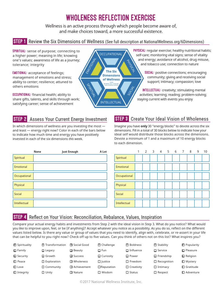 Wholeness Reflection Exercise | PDF | Well Being | Spirituality