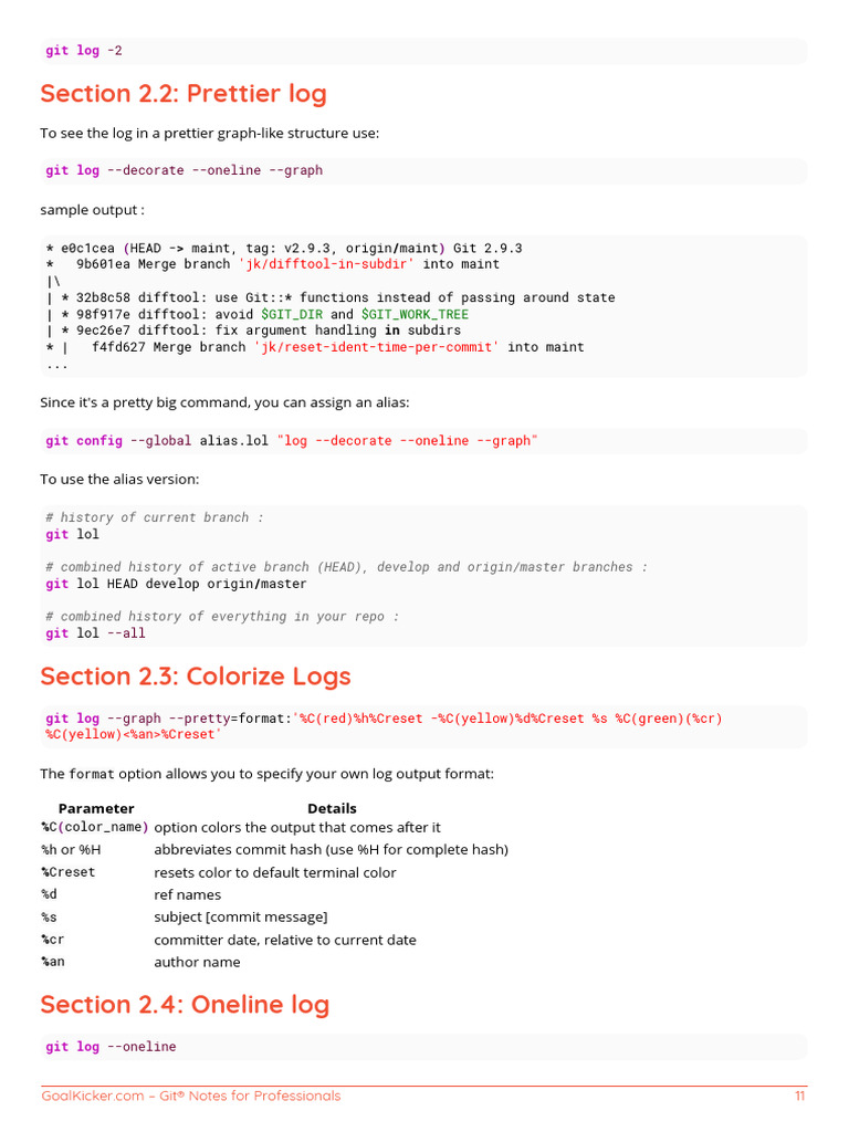 Git Log Commands and Usage Guide | PDF | Software Development ...