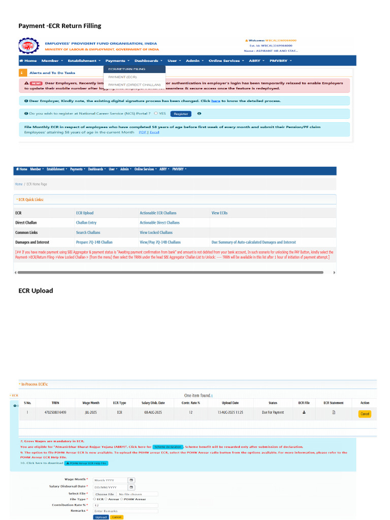 PF Filling Screenshots | PDF