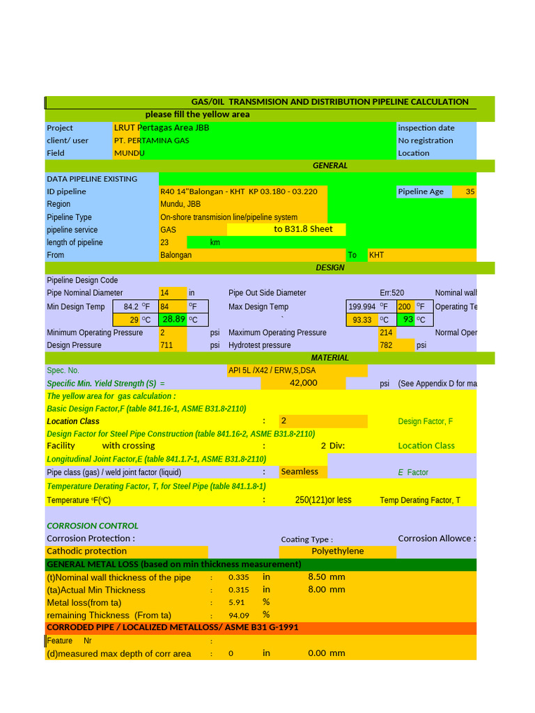 Pipe Calculation Pertagas | PDF | Pipe (Fluid Conveyance) | Corrosion