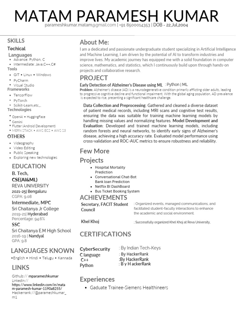 Paramesh Kumar's AI & ML Portfolio | PDF | Machine Learning ...