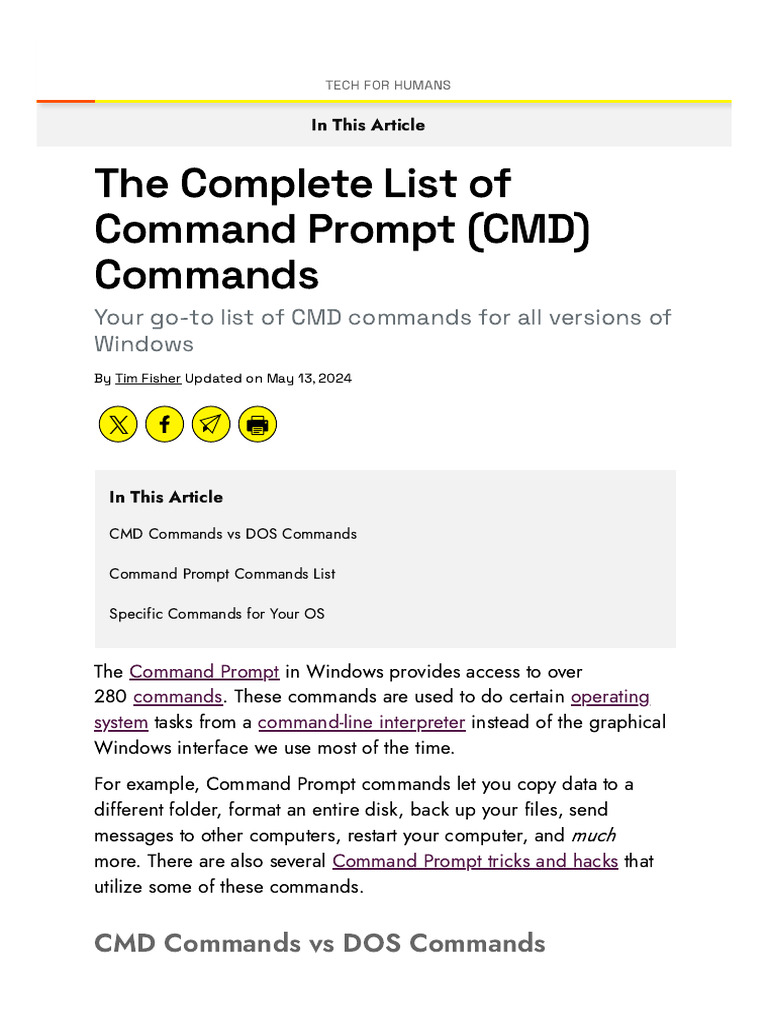 The Complete List of Command Prompt (CMD) Commands | PDF | Microsoft Windows | Windows 7