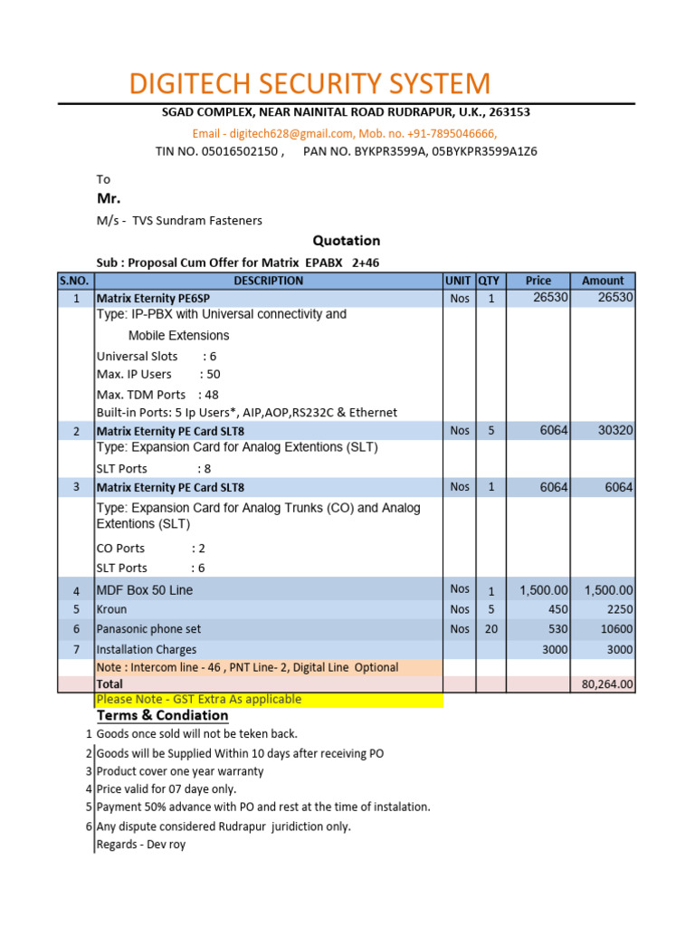 Matrix EPABX 48 Line (2+46) | PDF
