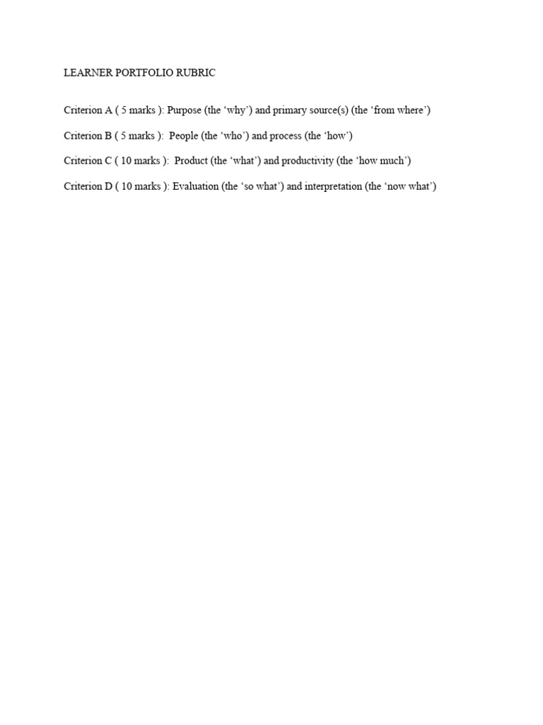 Learner Portfolio Rubric | PDF