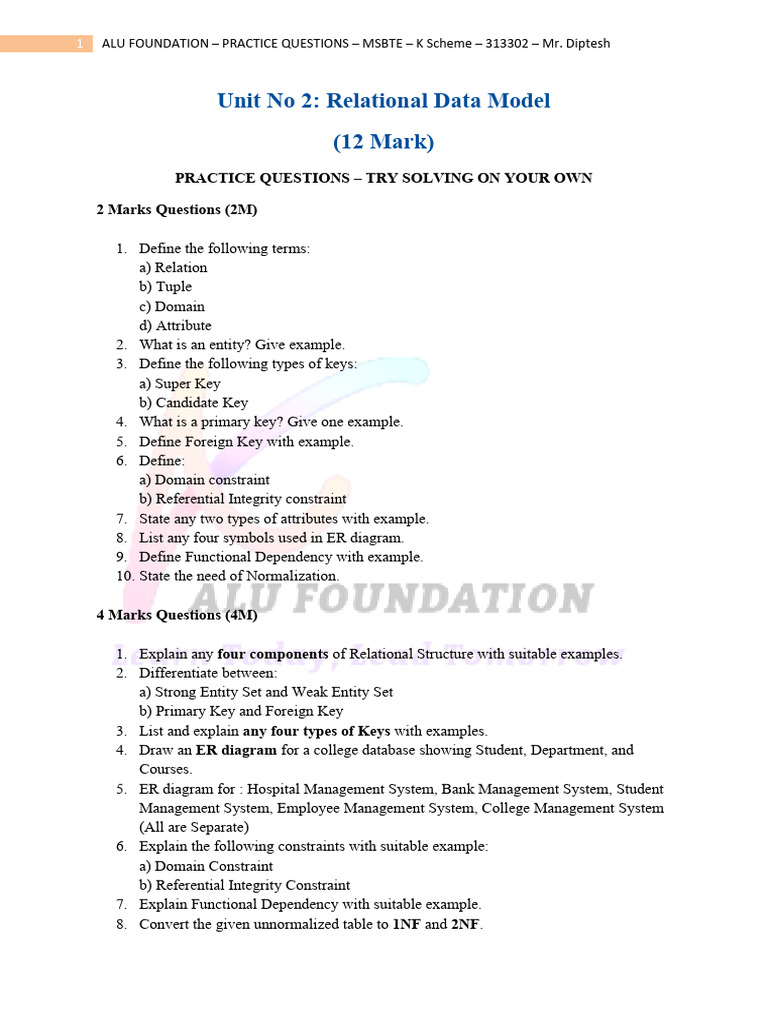 Prac Imp Unit2 Dms Alufoundaion | PDF | Relational Model | Software Design