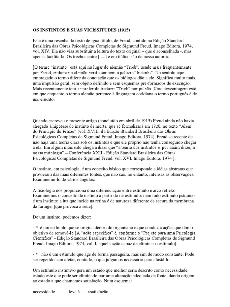 Os Instintos de Freud | PDF | Sigmund Freud | Instinto