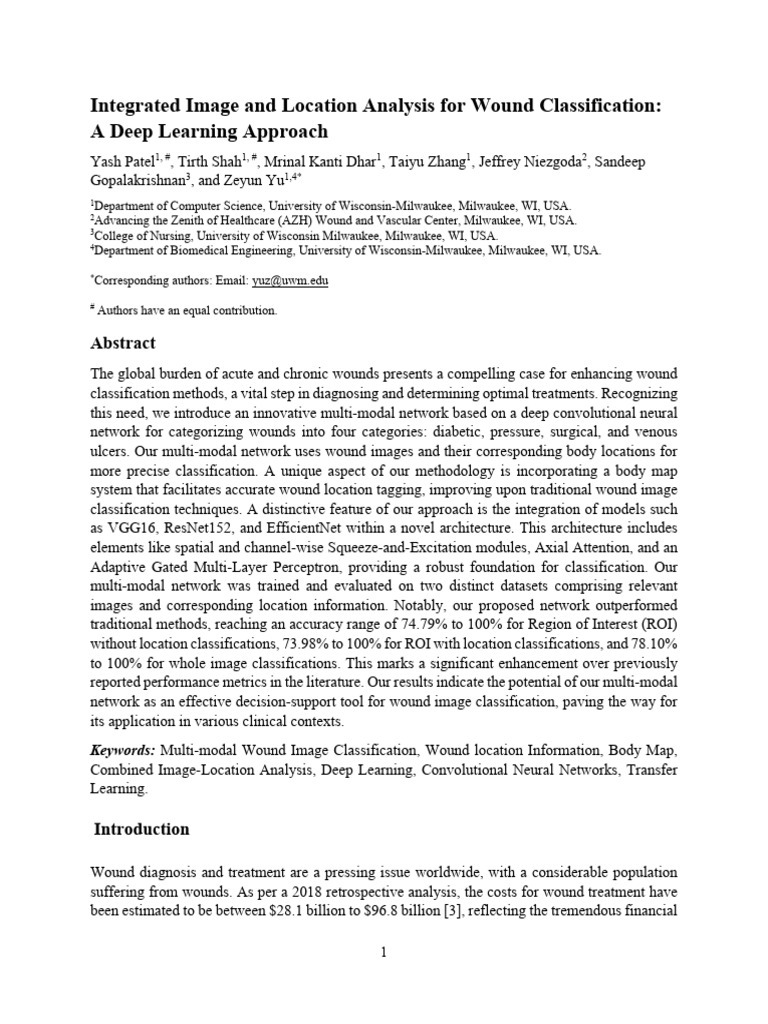 Integrated Image and Location Analysis For Wound C | PDF | Deep ...