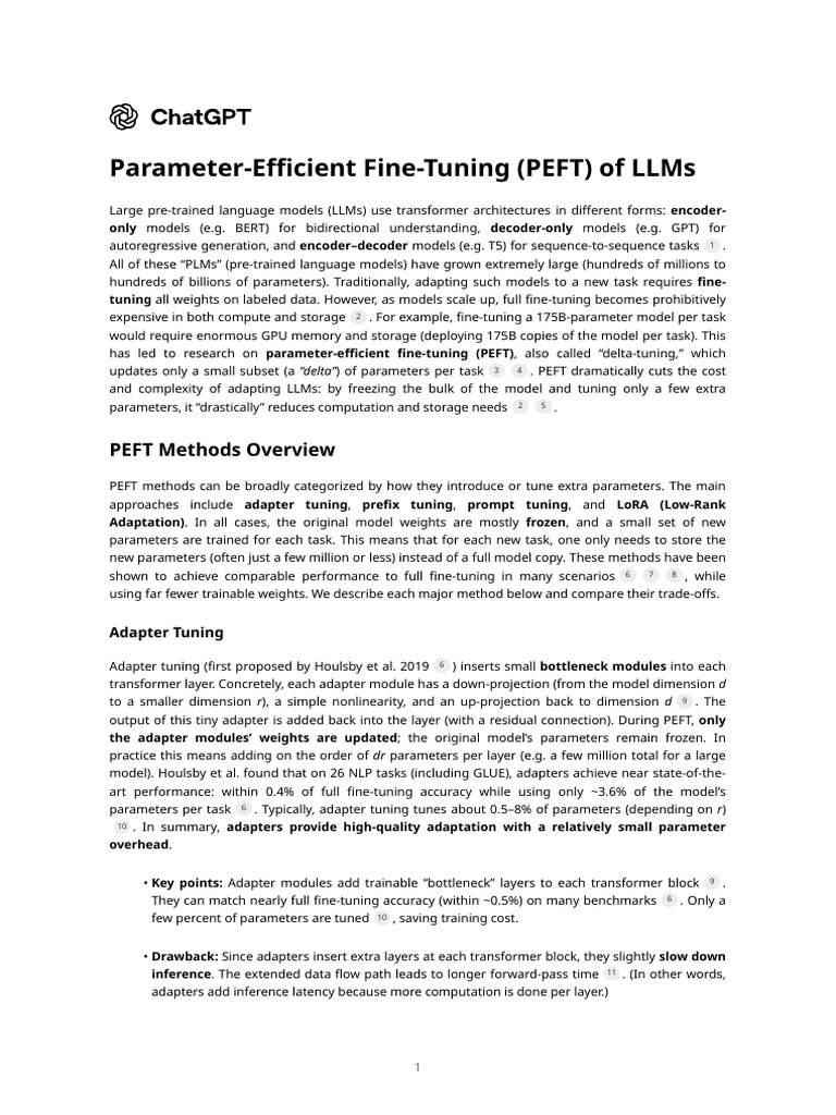 Parameter-Efficient Fine-Tuning (PEFT) of LLMs | PDF | Applied Mathematics | Machine Learning