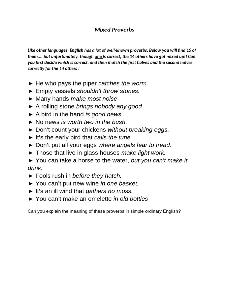 Mixed Proverbs | PDF