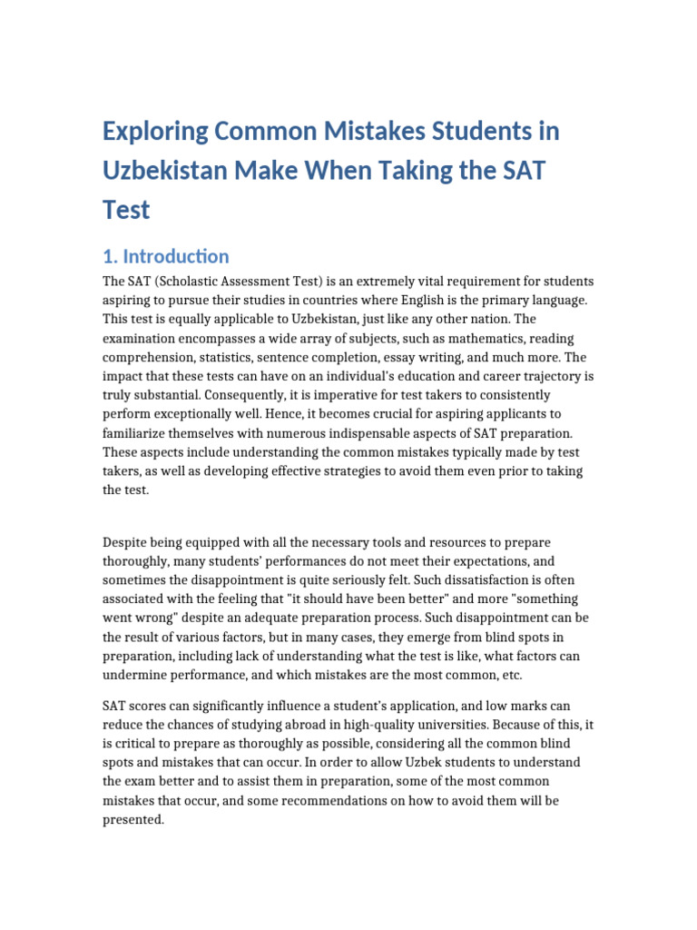 Exploring Common Mistakes Students in Uzbekistan Make When Taking | PDF ...
