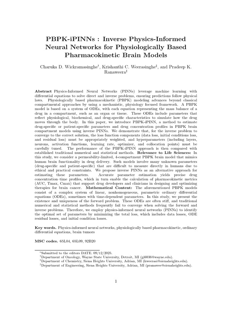 Pbpk-Ipinns: Inverse Physics-Informed Neural Networks For ...