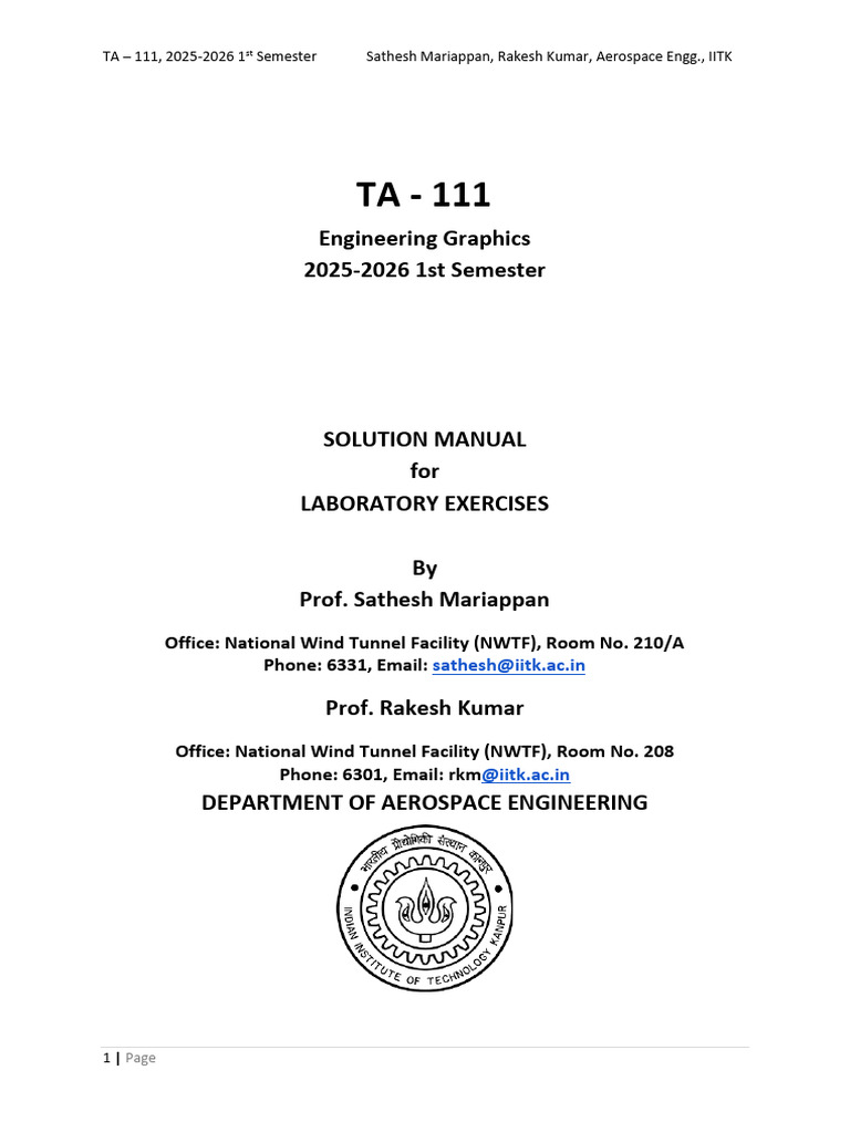 TA-111 Engineering Graphics Solutions | PDF | Geometry | Technical Drawing