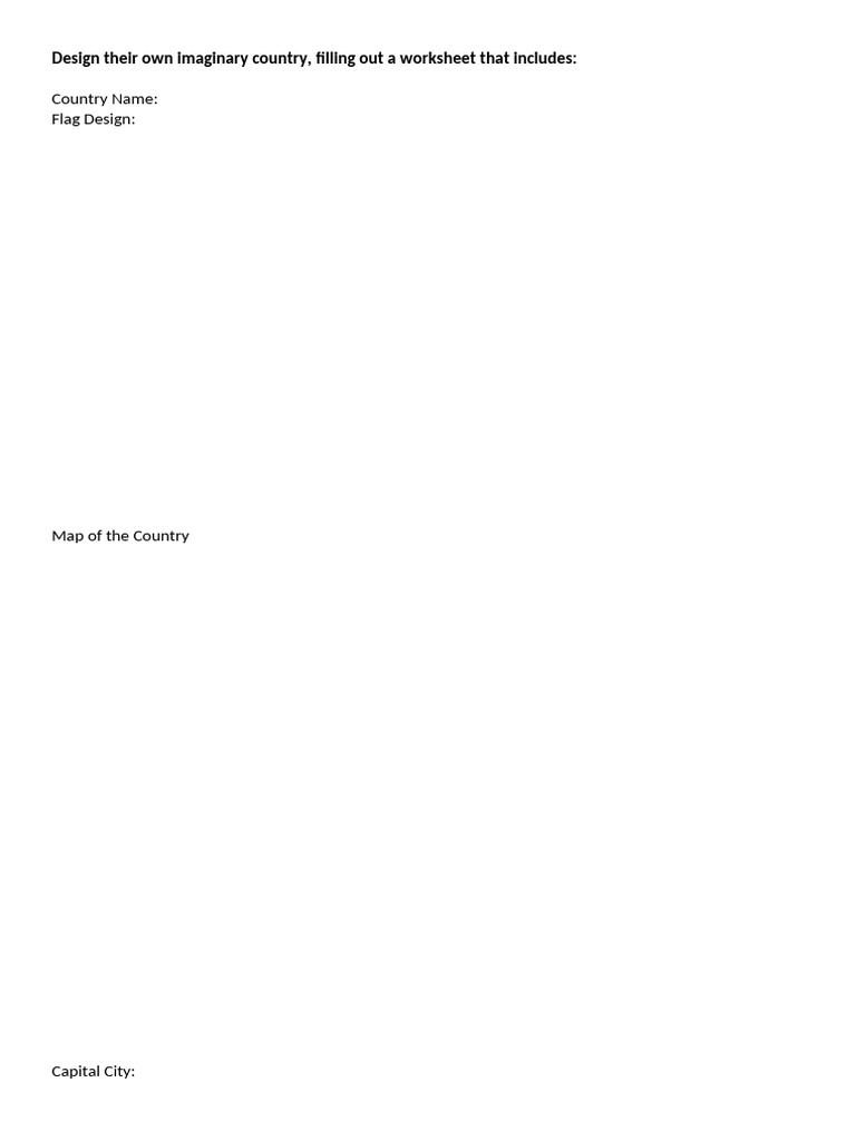 Create Your Imaginary Country Project | PDF
