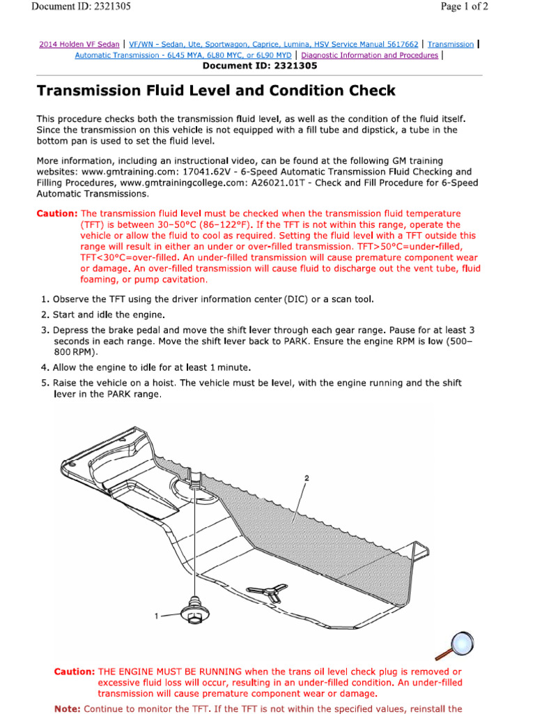 VF Transmission Level Check-Fluid Fill | PDF