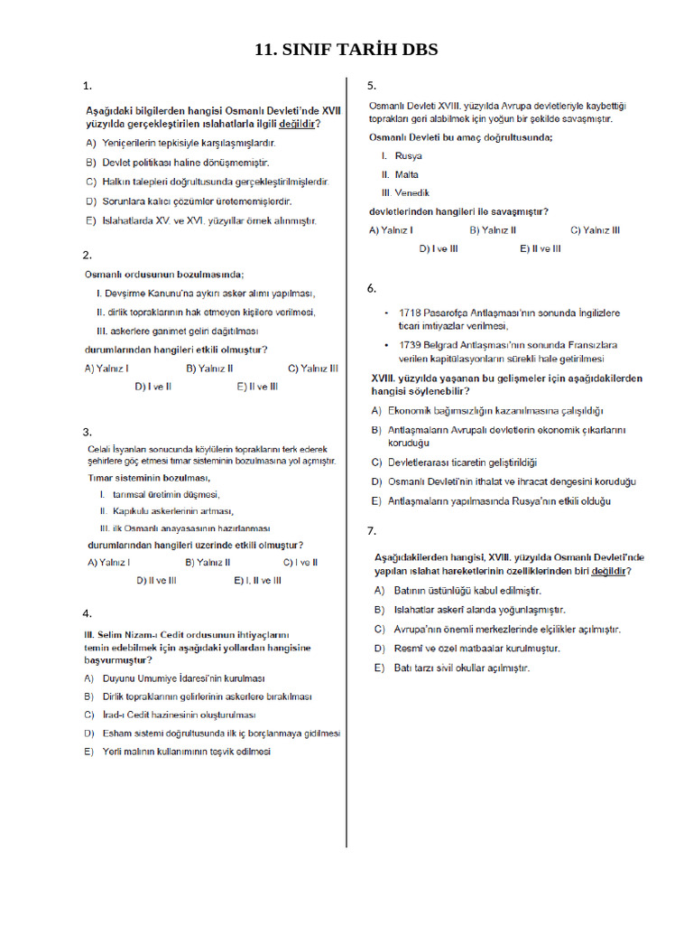 Tari̇h Dbs 11 | PDF