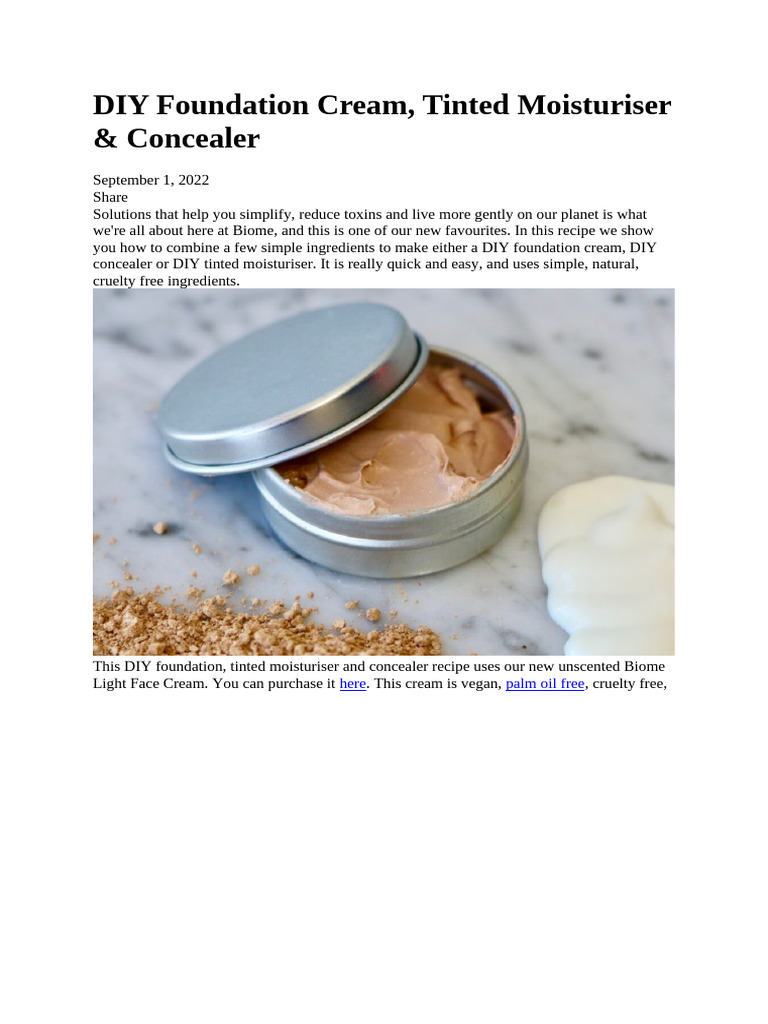 DIY Foundation Cream, Tinted Moisturiser & Concealer | PDF | Skin Care ...