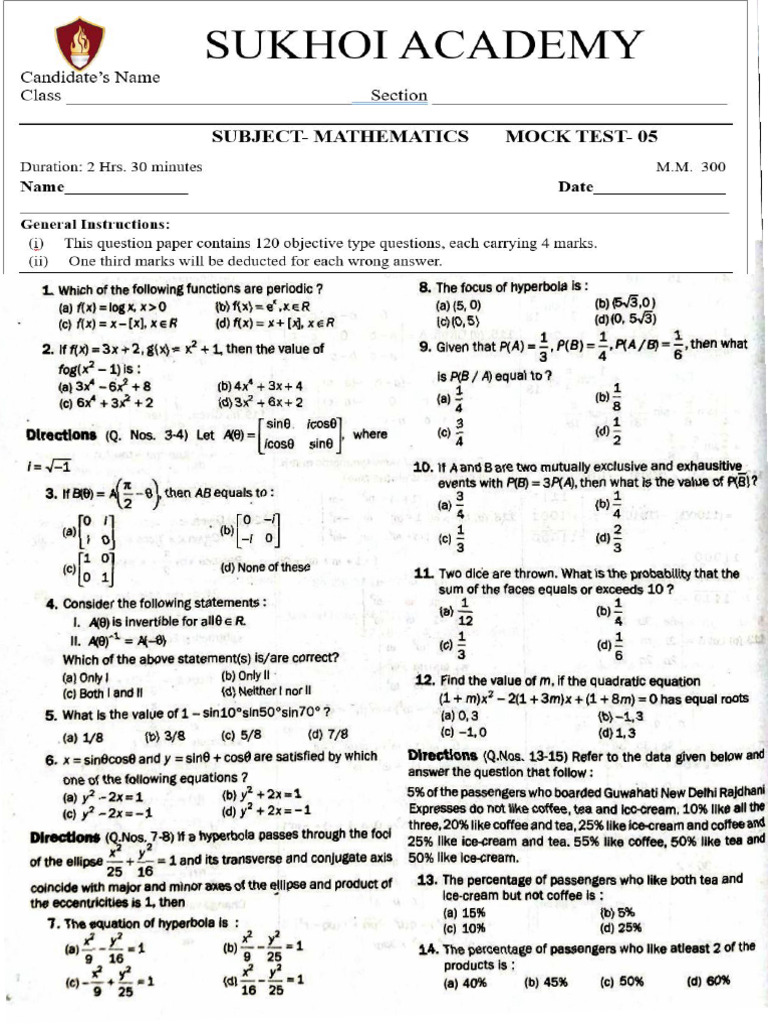 Mock Test-5 - Final | PDF