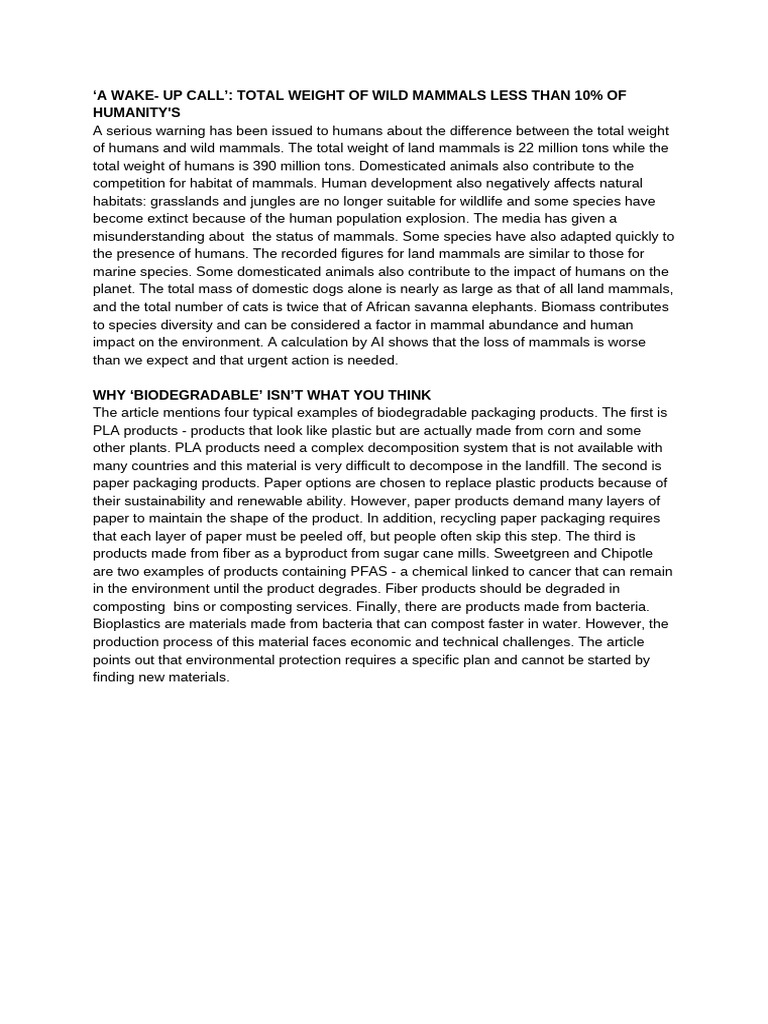 Summary | PDF | Biodegradation | Plastic