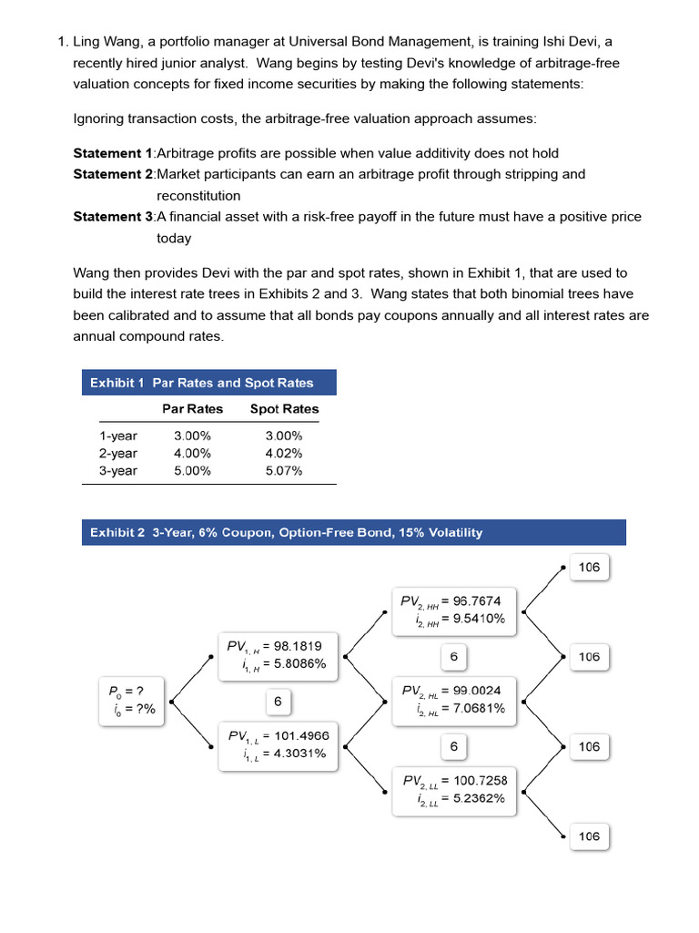The Arbitrage-Free Valuation Framework - Questions | PDF | Bonds (Finance) | Arbitrage