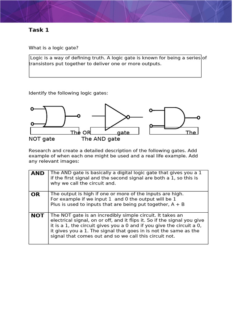 Task 1 Worksheet | PDF