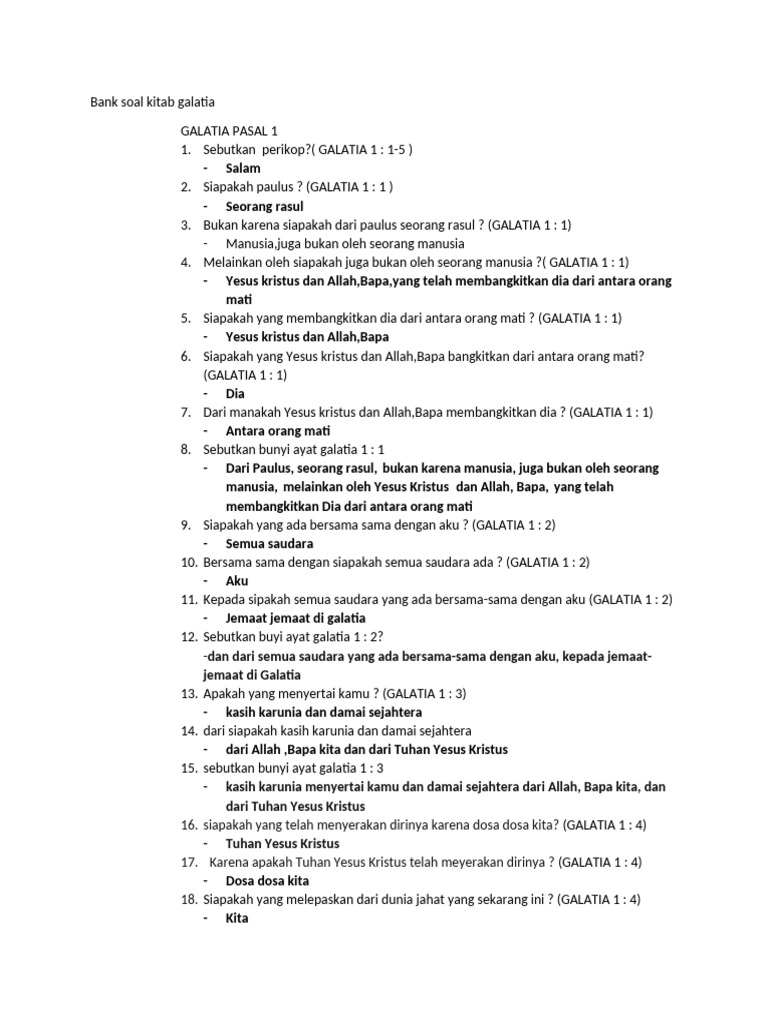 Bank Soal Kitab Galatia | PDF