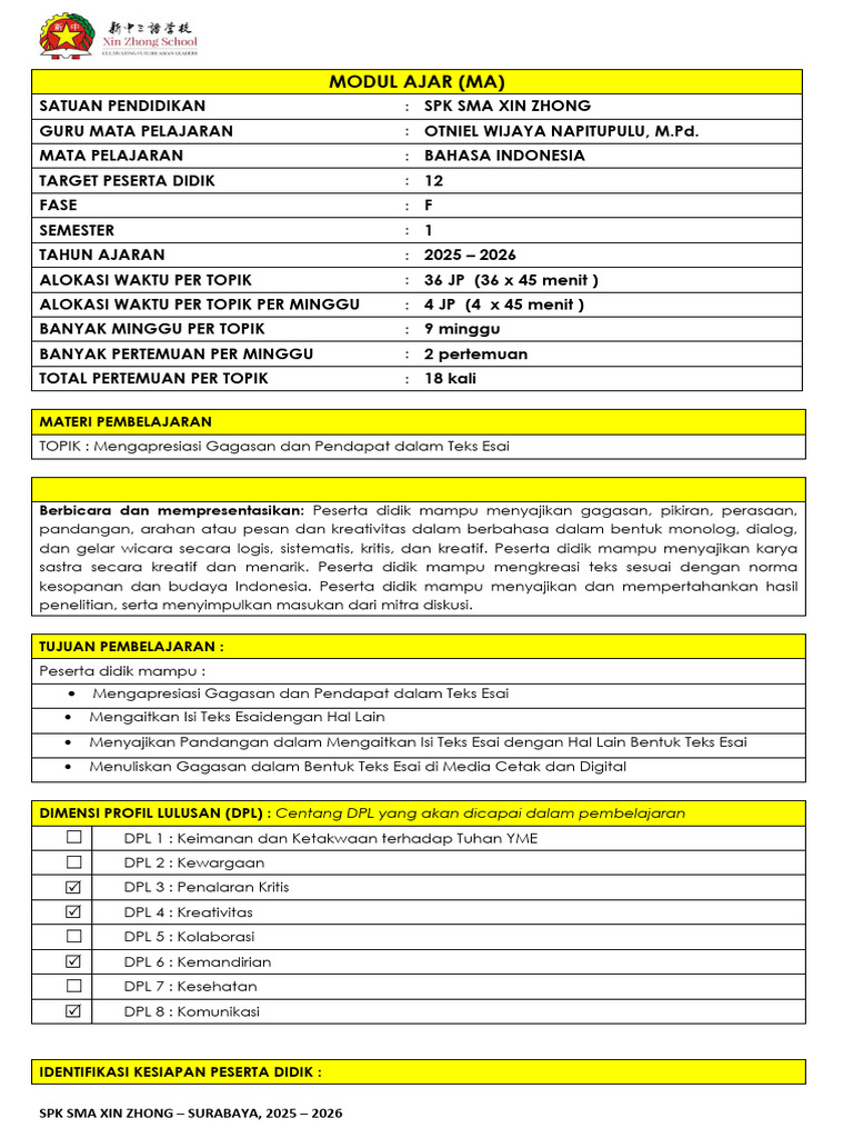 Lesson Plan_Teks Esai 1 5 | PDF
