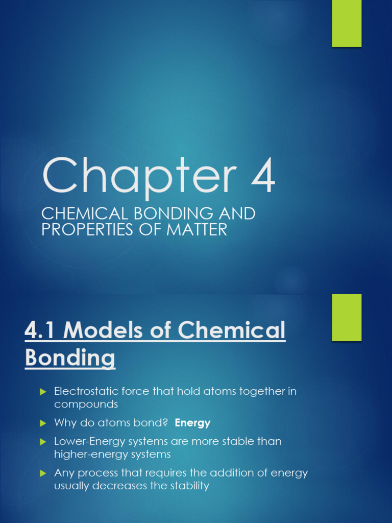 Chemical Bonding and Matter Properties | PDF | Chemical Bond | Ionic ...