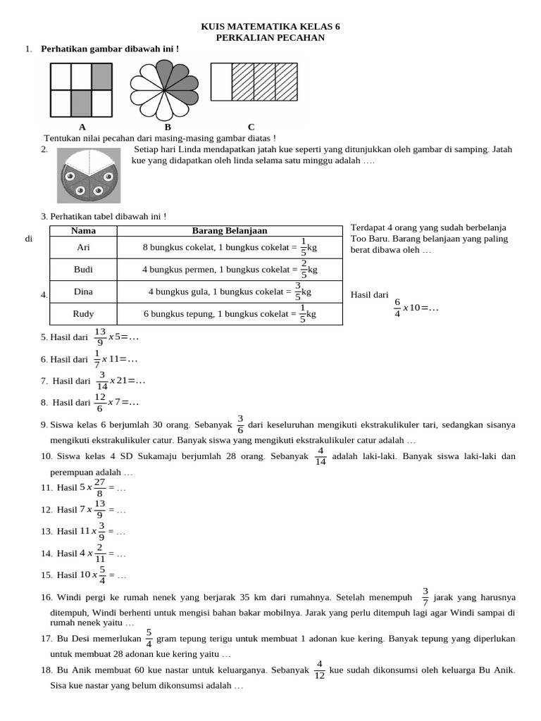 Kuis Matematika Kelas 6 | PDF